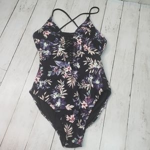 Ambrielle | Swim | New Ambrielle One Piece Swimsuit Black Floral | Poshmark